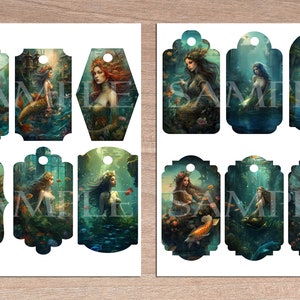 Mermaids Junk Journal Tags, Printable Tags, Junk Journal Supplies ...