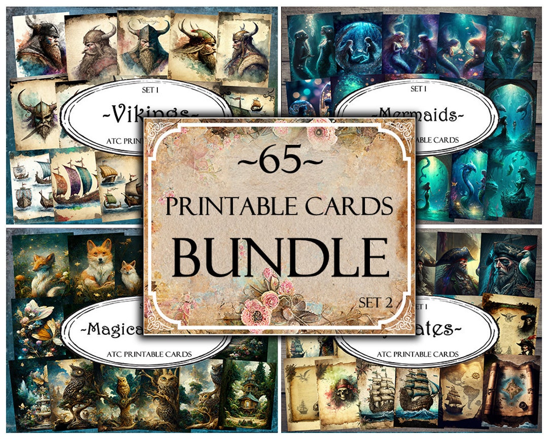 Printable ATC Cards, Junk Journal Cards, Digital Paper, Printable ...