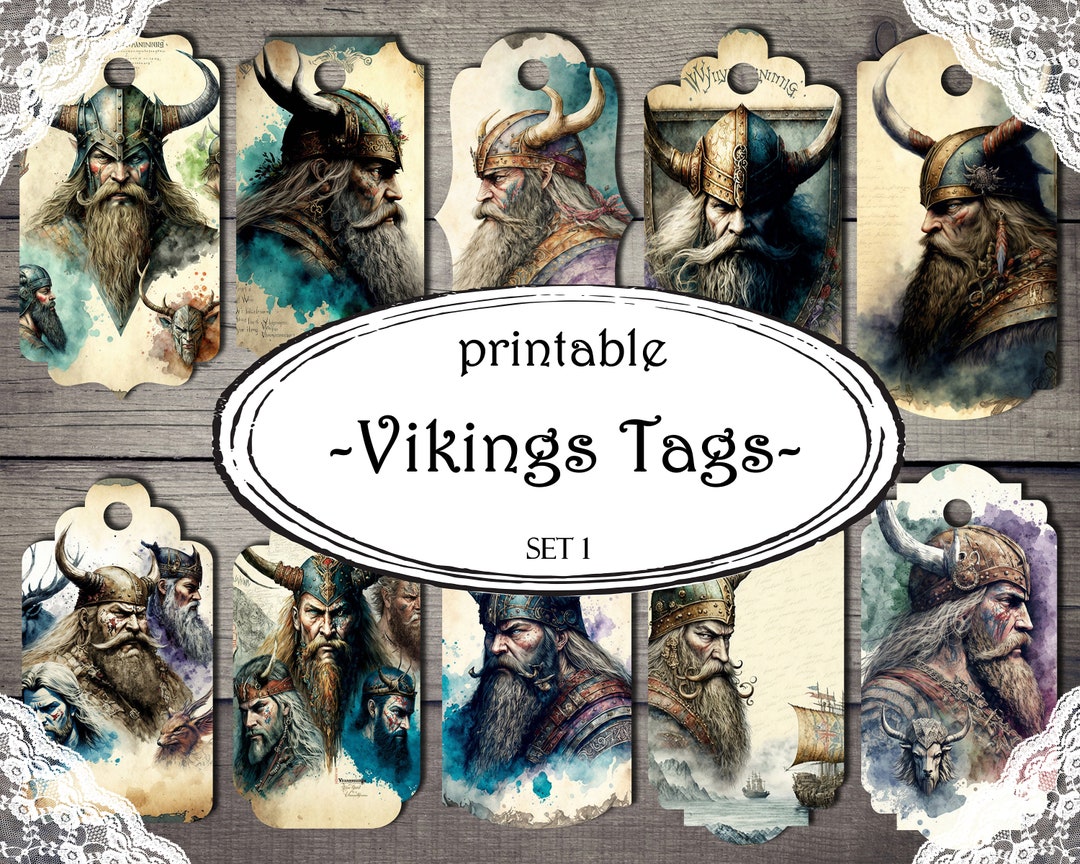 Vikings Junk Journal Tags, Printable Tags, Junk Journal Supplies ...