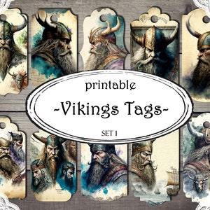 Vikings Junk Journal Tags, Printable Tags, Junk Journal Supplies ...