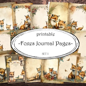 Printable Foxes Journal Papers Scrapbooking Pages Junk - Etsy