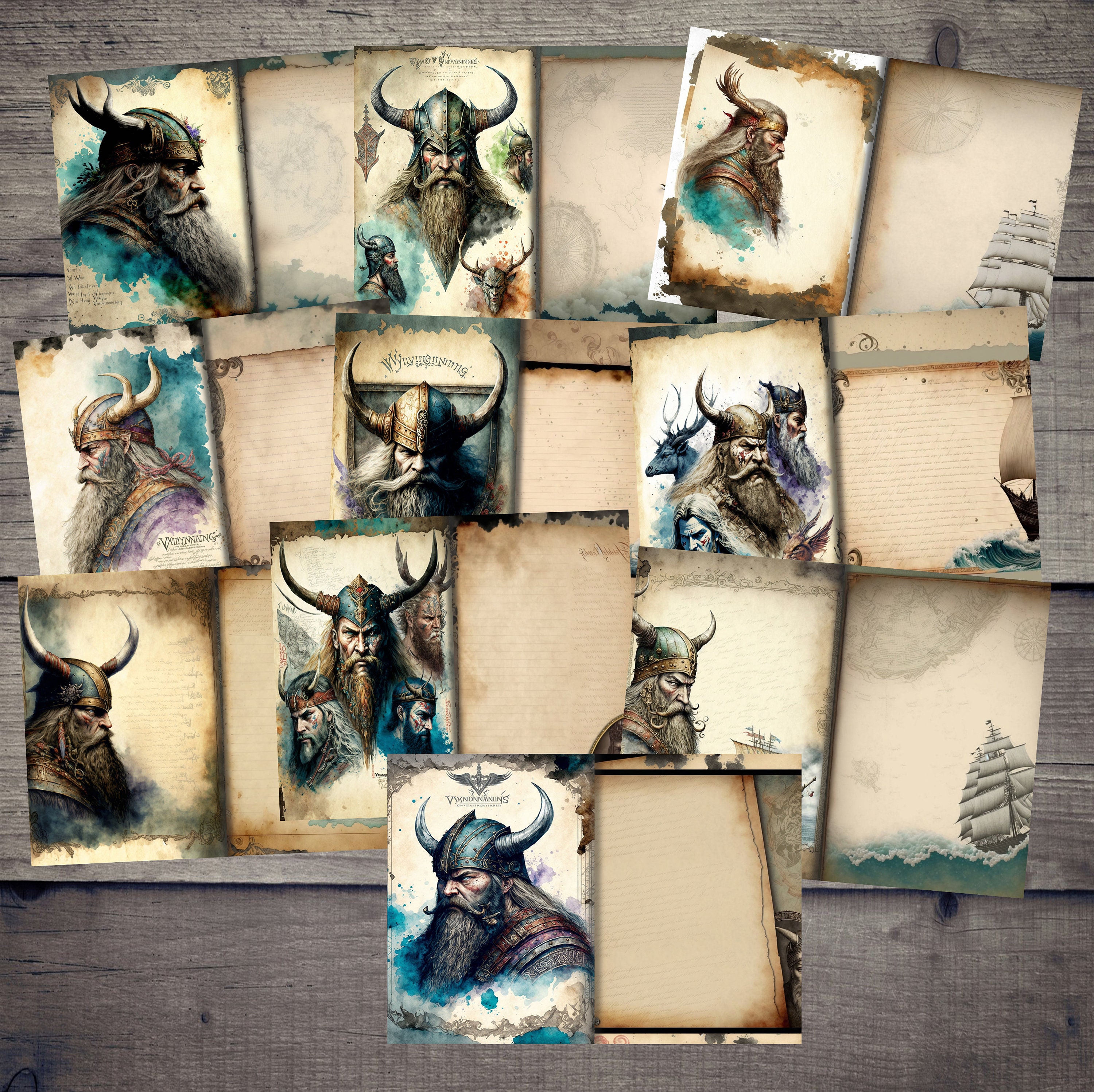 Vikings Junk Journal Kit: Printable Ephemera, ATC Cards (digital ...