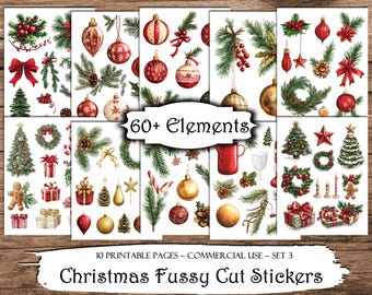 Christmas Fussy Cut Stickers: Printable Ephemera (digital Download) - Etsy