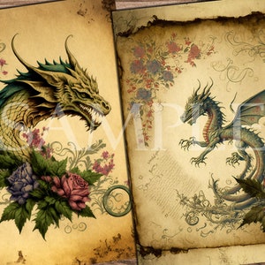 Shabby Dragon Cards, Junk Journal Cards, Digital Paper, Printable ...