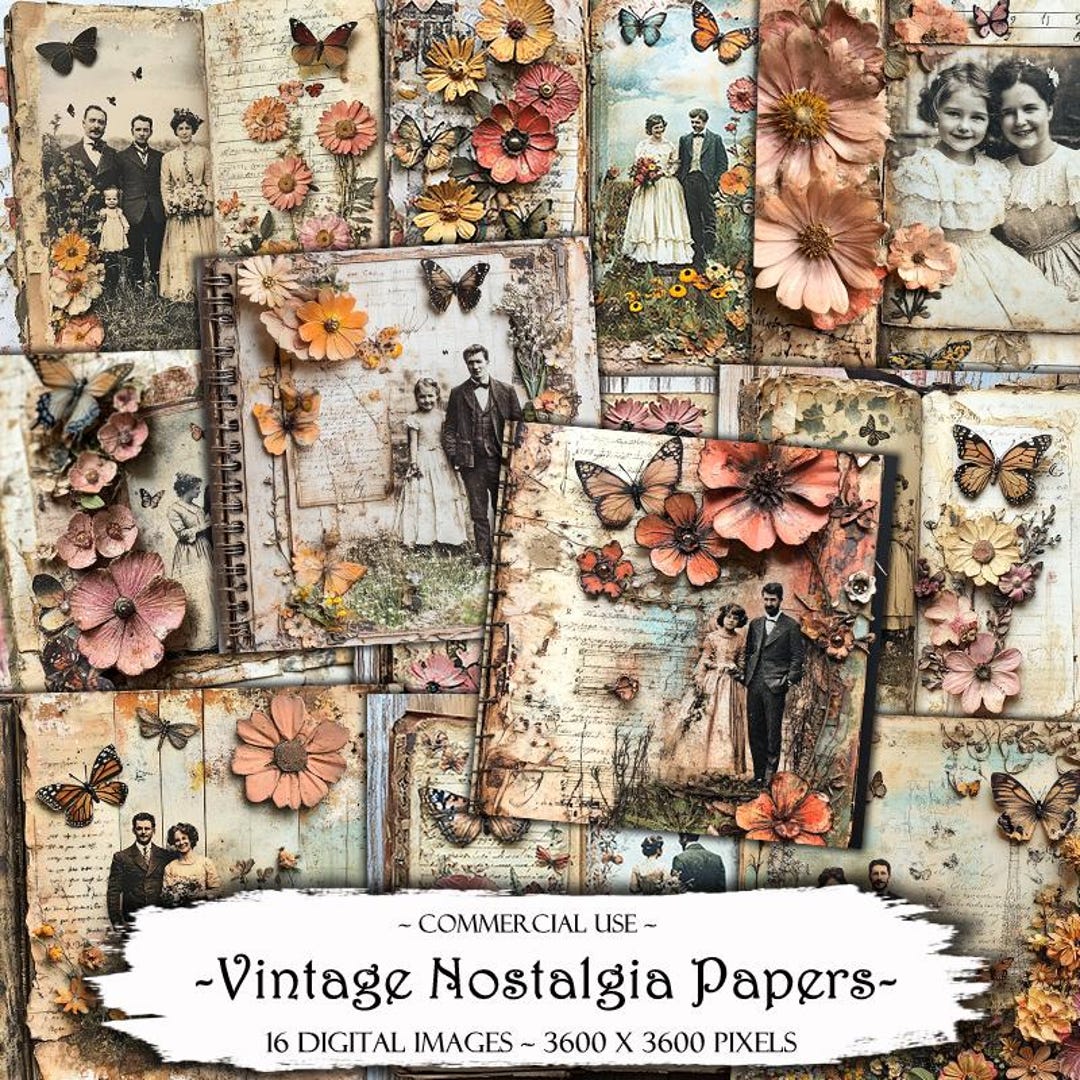 Vintage Nostalgia Digital Paper Pack: Scrapbook & Junk Journal (digital ...