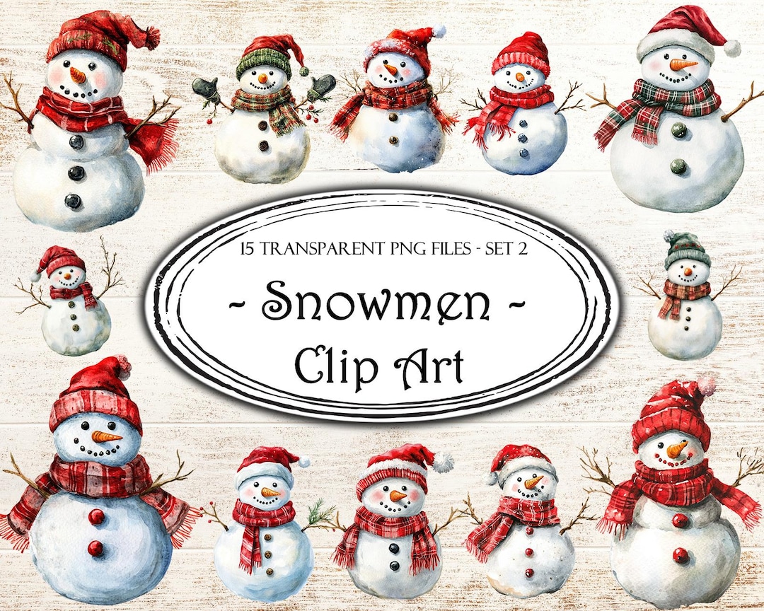 Snowmen Clip Art, PNG Files, PNG Transparent, Clipart Graphics, Digital ...