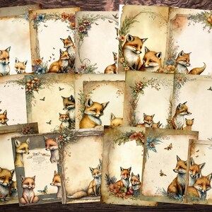 Printable Foxes Journal Papers, Scrapbooking Pages, Junk Journal Pages ...