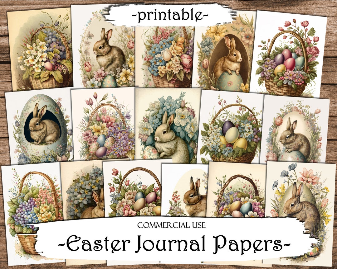 Easter Journal Papers, Scrapbooking Pages, Junk Journal Pages, Ephemera ...
