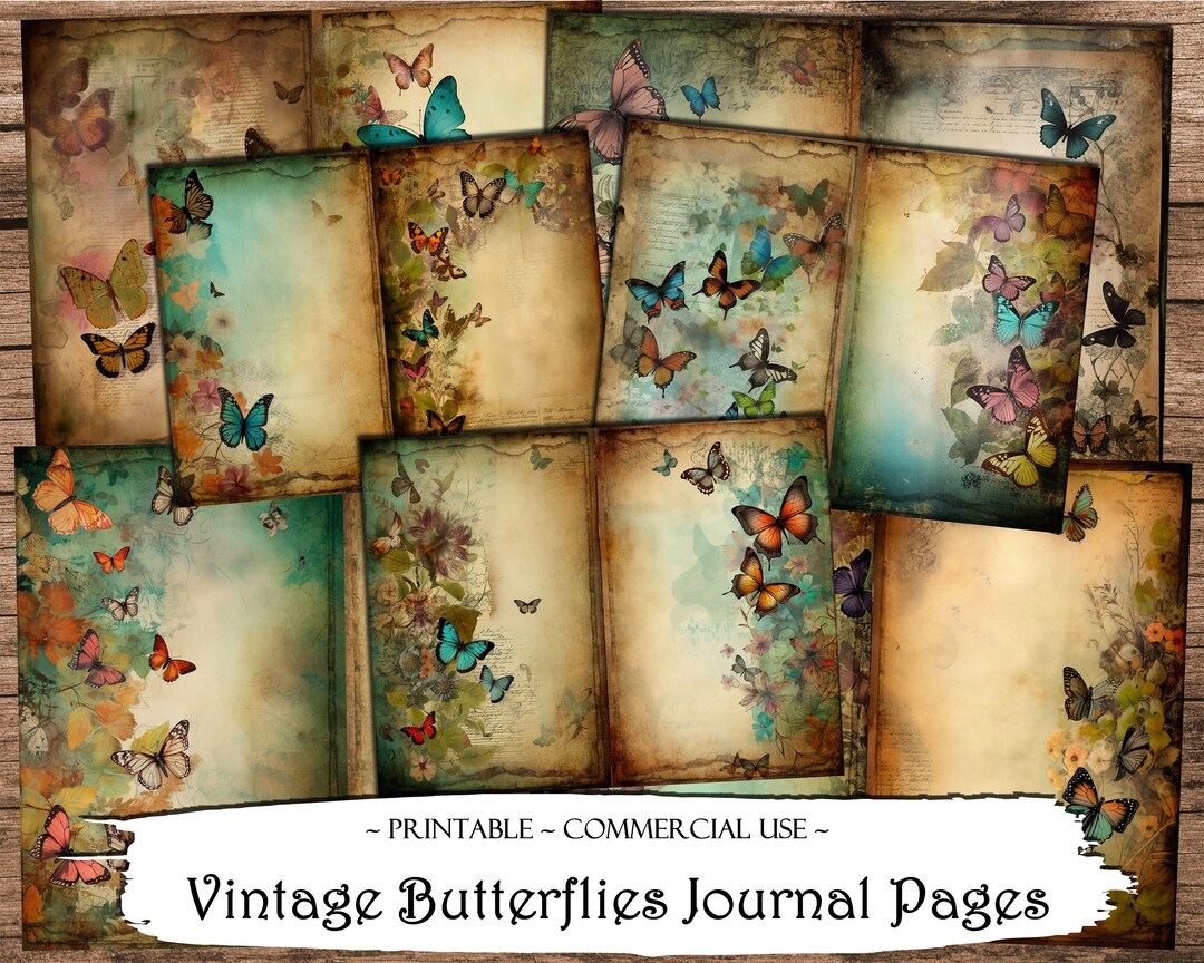 Vintage Butterfly Journal Pages: Ephemera Kit (digital Paper) - Etsy