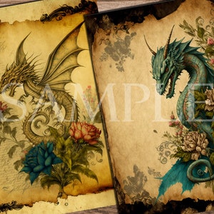 Shabby Dragon Cards, Junk Journal Cards, Digital Paper, Printable ...