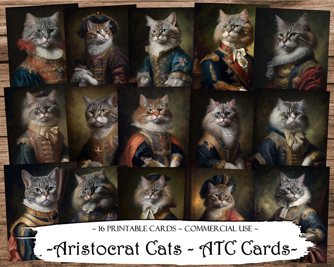 Aristocrat Cats ATC Cards, Junk Journal Cards, Digital Paper, Printable ...