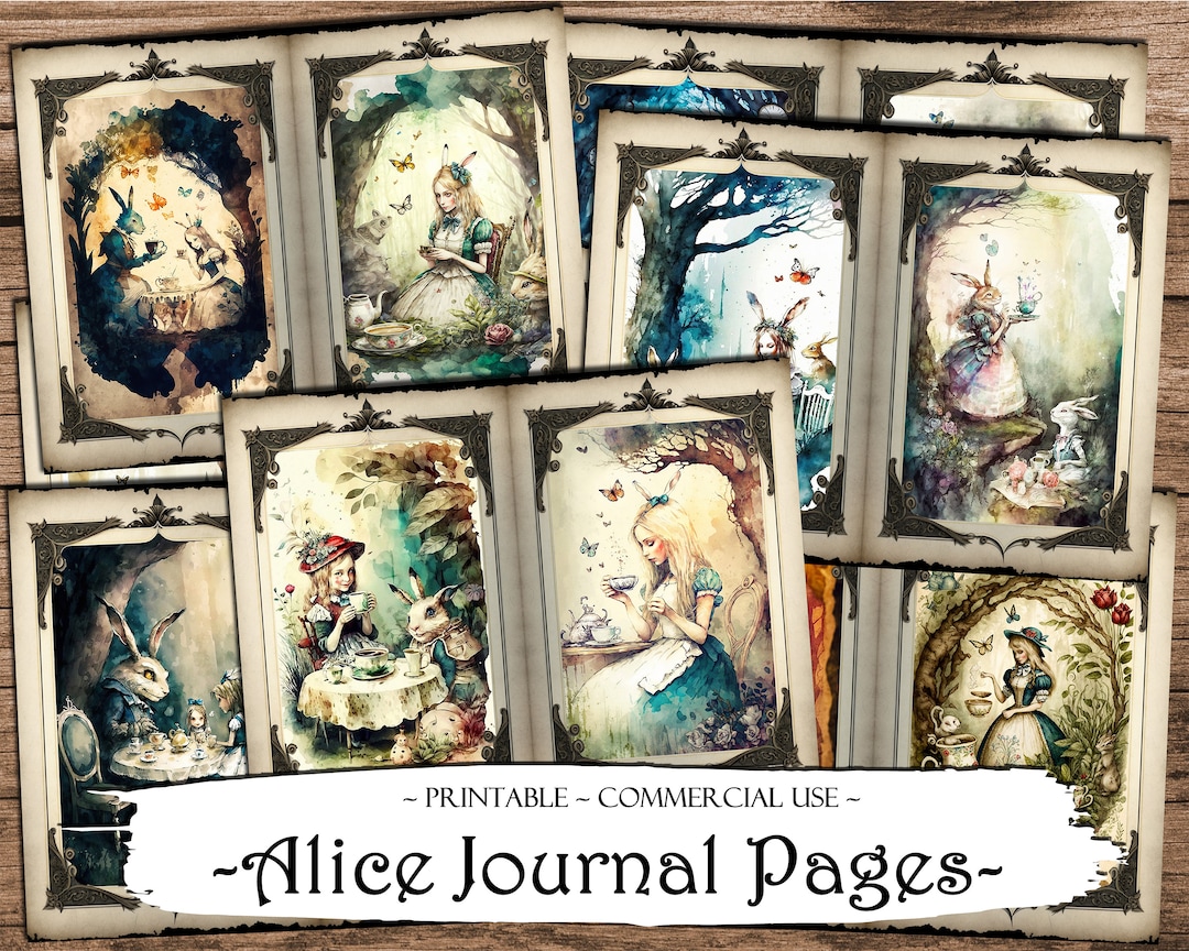 Alice in Wonderland Journal Pages: Printable Scrapbook Ephemera ...