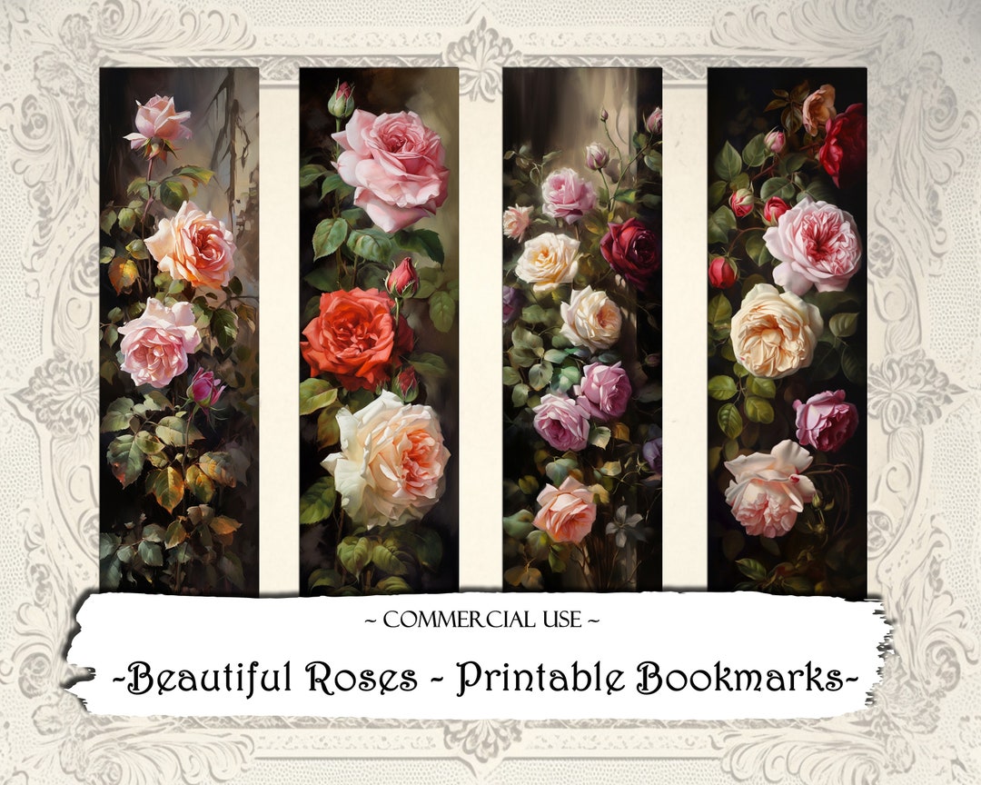Roses Printable Bookmarks, Digital Bookmarks, Bookmarks Set, Junk ...