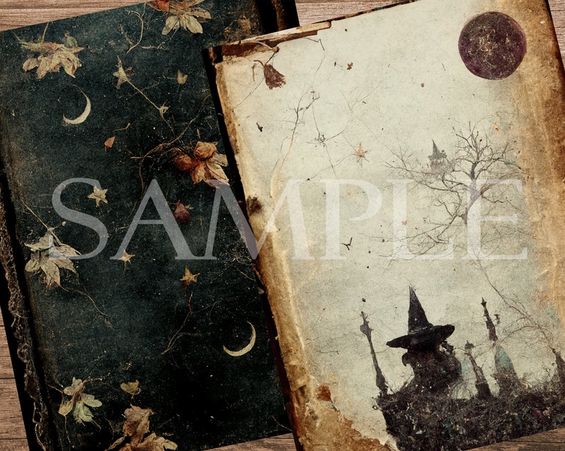 Witchy Distressed Journal Papers: Printable Scrapbook Ephemera (digital ...
