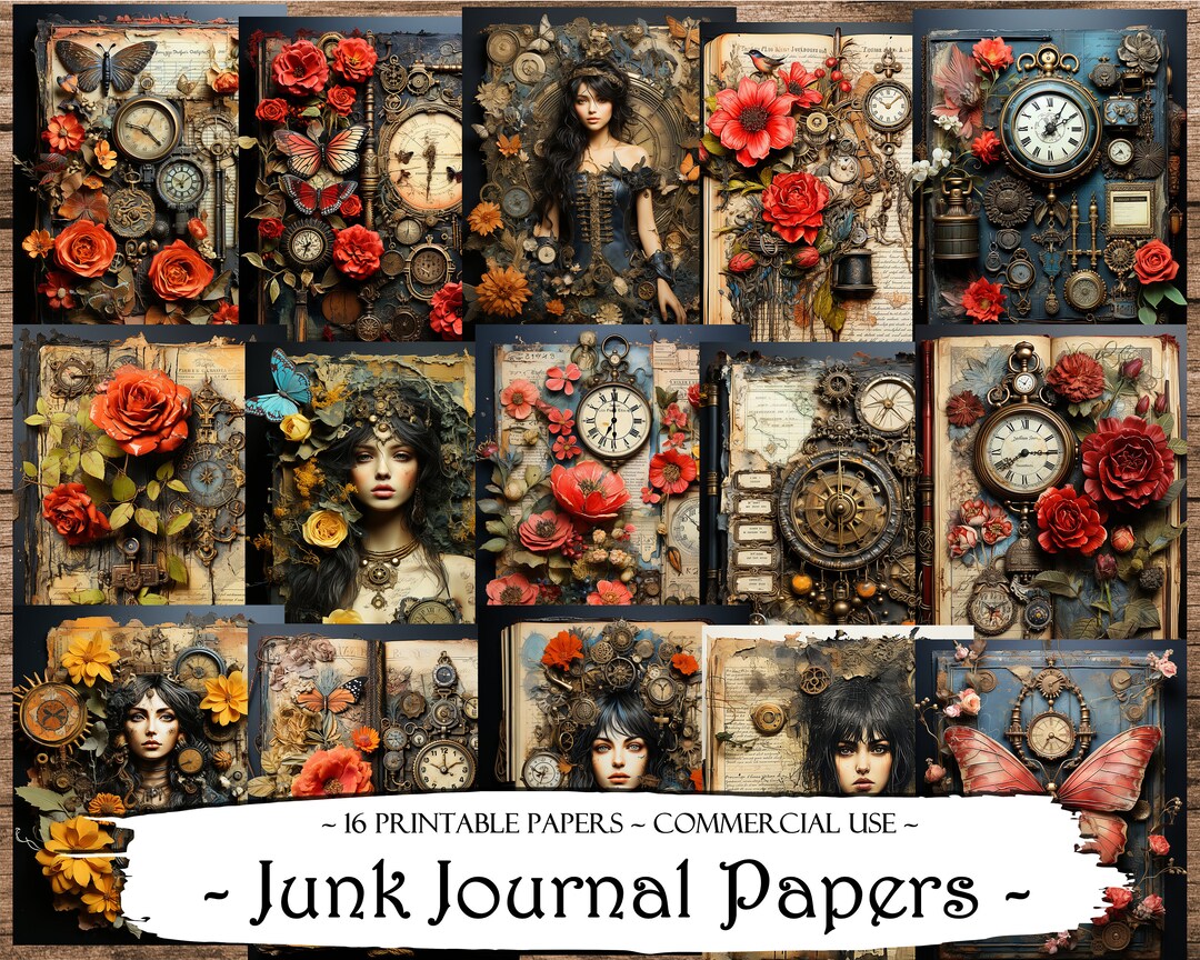 Junk Journal Papers, Junk Journal Kit, Printable Papers, Digital Papers ...