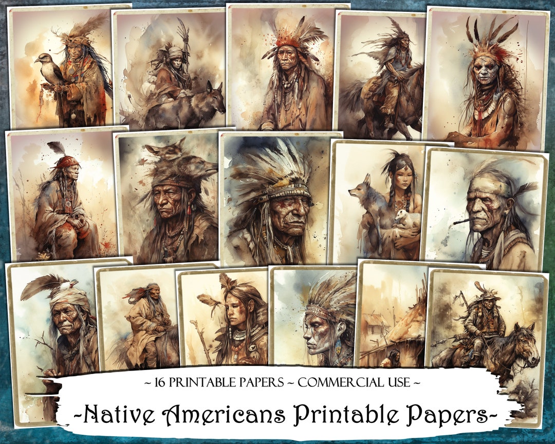 Native Americans Printable Papers, Junk Journal Kit, Printable Ephemera ...