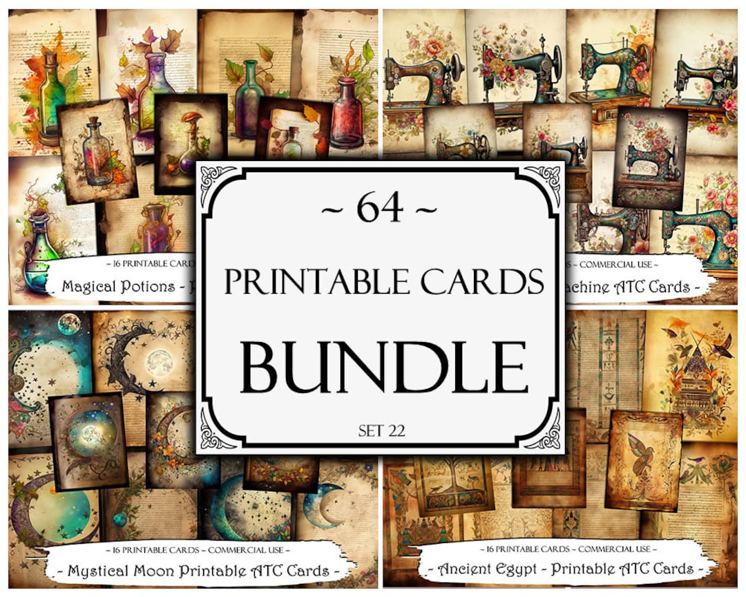 Printable ATC Cards, Junk Journal Cards, Digital Paper, Printable ...