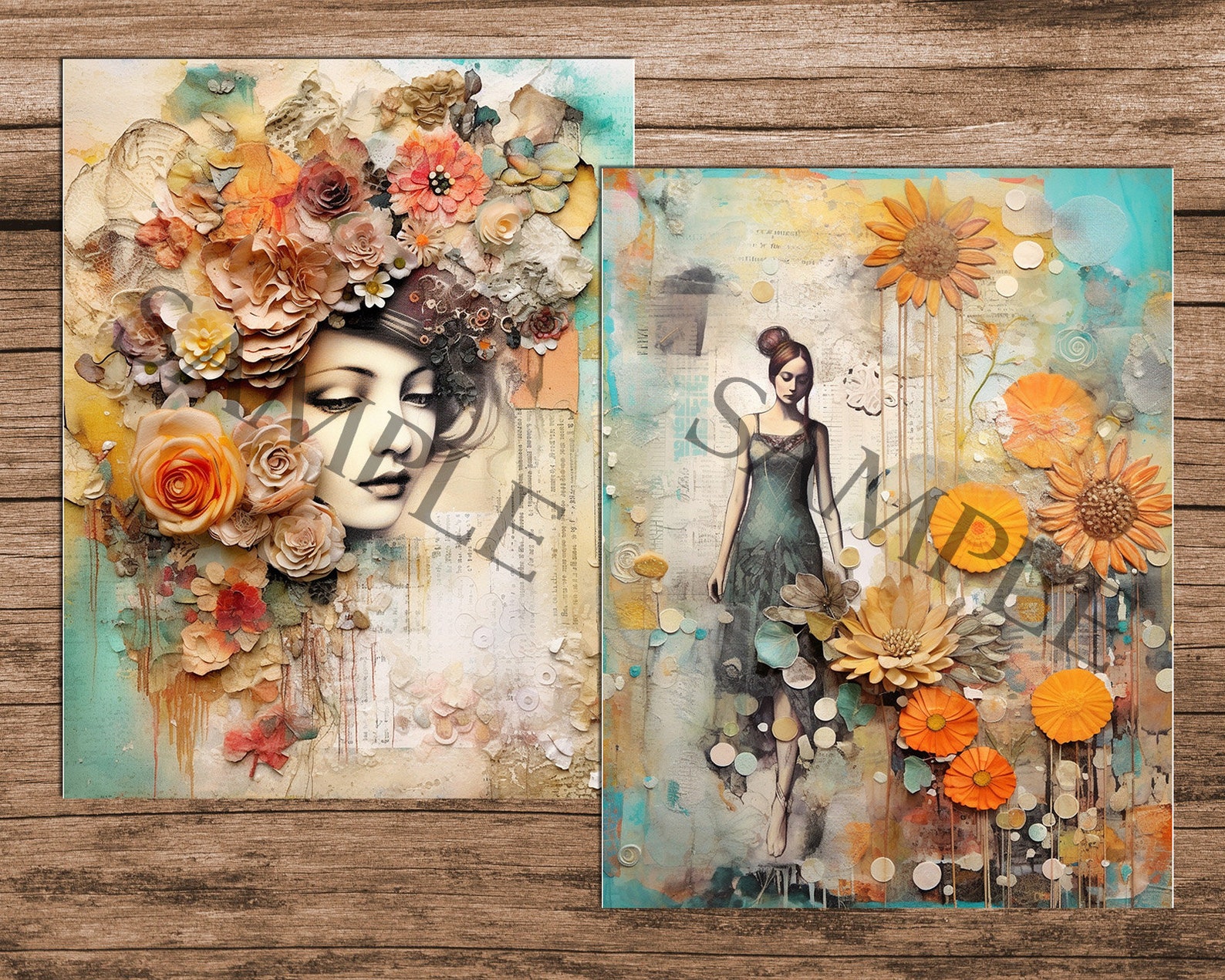 Mixed Media Printable Papers, Junk Journal Kit, Digital Papers ...