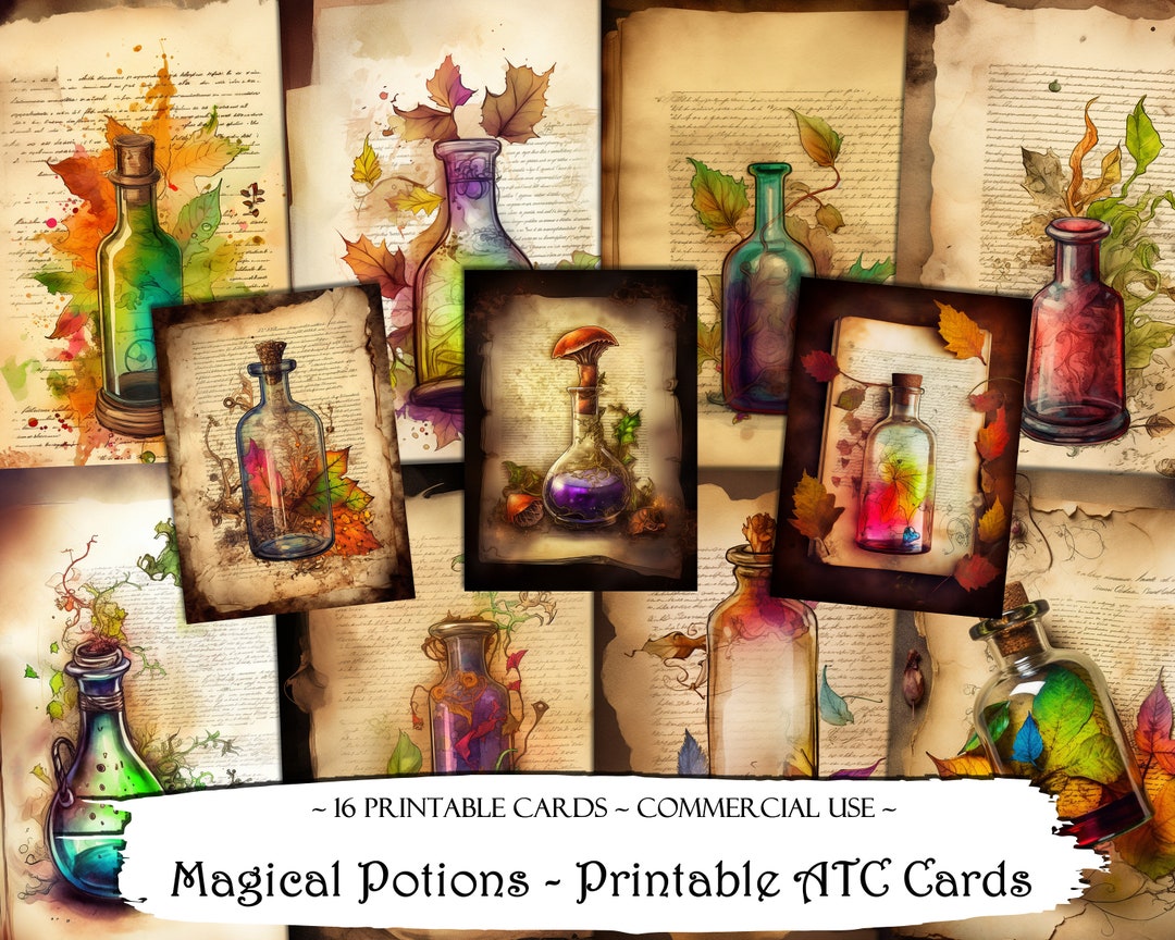 Magical Potions Printable ATC Cards: Junk Journal Ephemera (digital ...