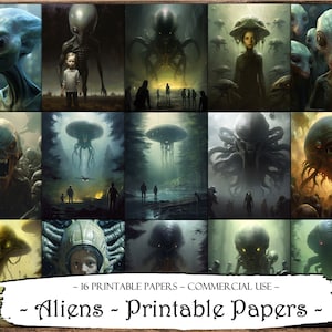 Aliens Printable Papers, Journal Papers, Junk Journal Kit, Digital ...