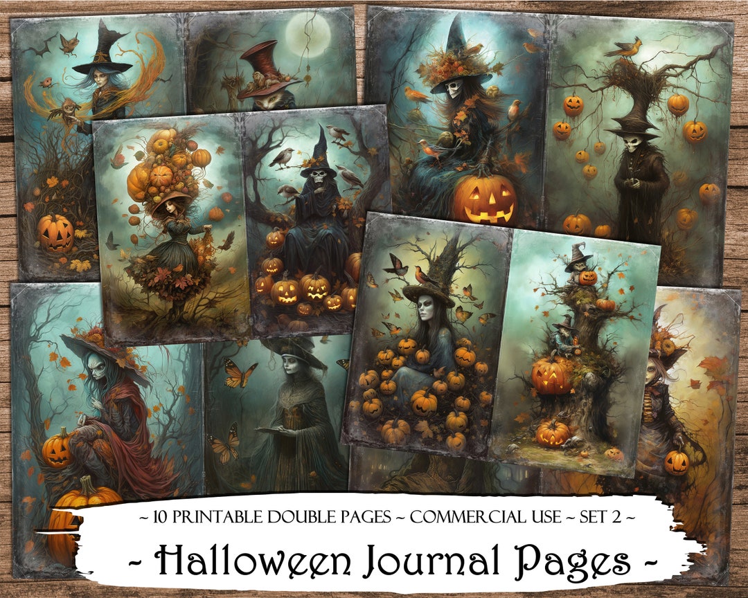 Halloween Journal Pages Junk Journal Kit Scrapbooking - Etsy