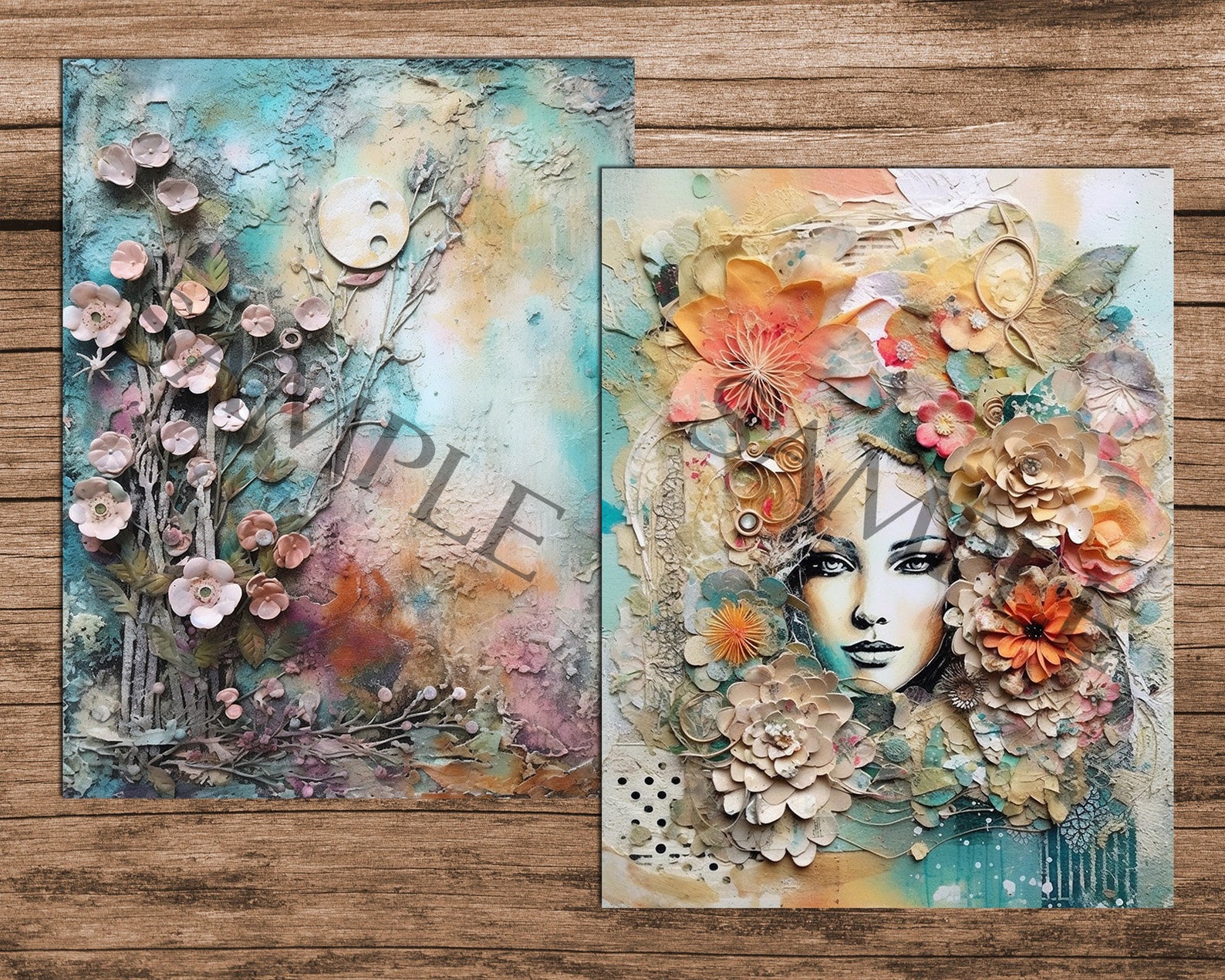 Mixed Media Printable Papers, Junk Journal Kit, Digital Papers ...