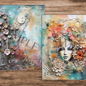 Mixed Media Printable Papers, Junk Journal Kit, Digital Papers ...