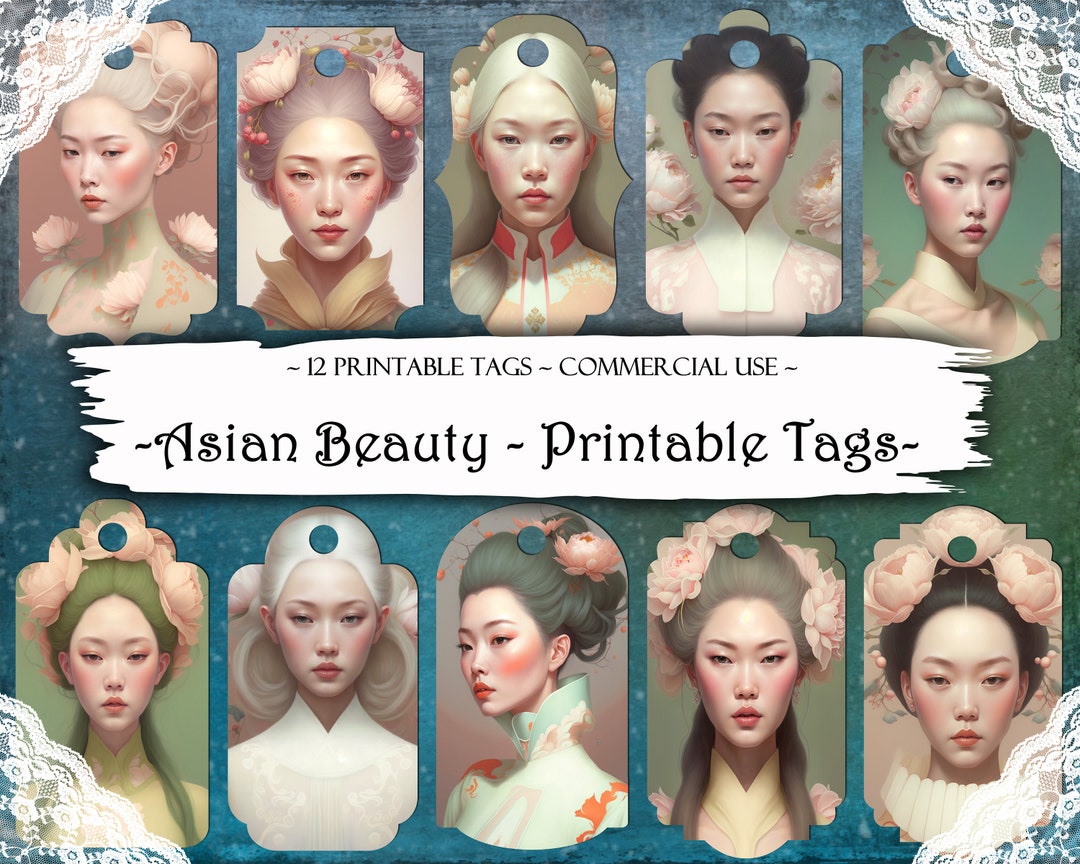 Asian Beauty Junk Journal Tags, Printable Tags, Junk Journal Supplies ...