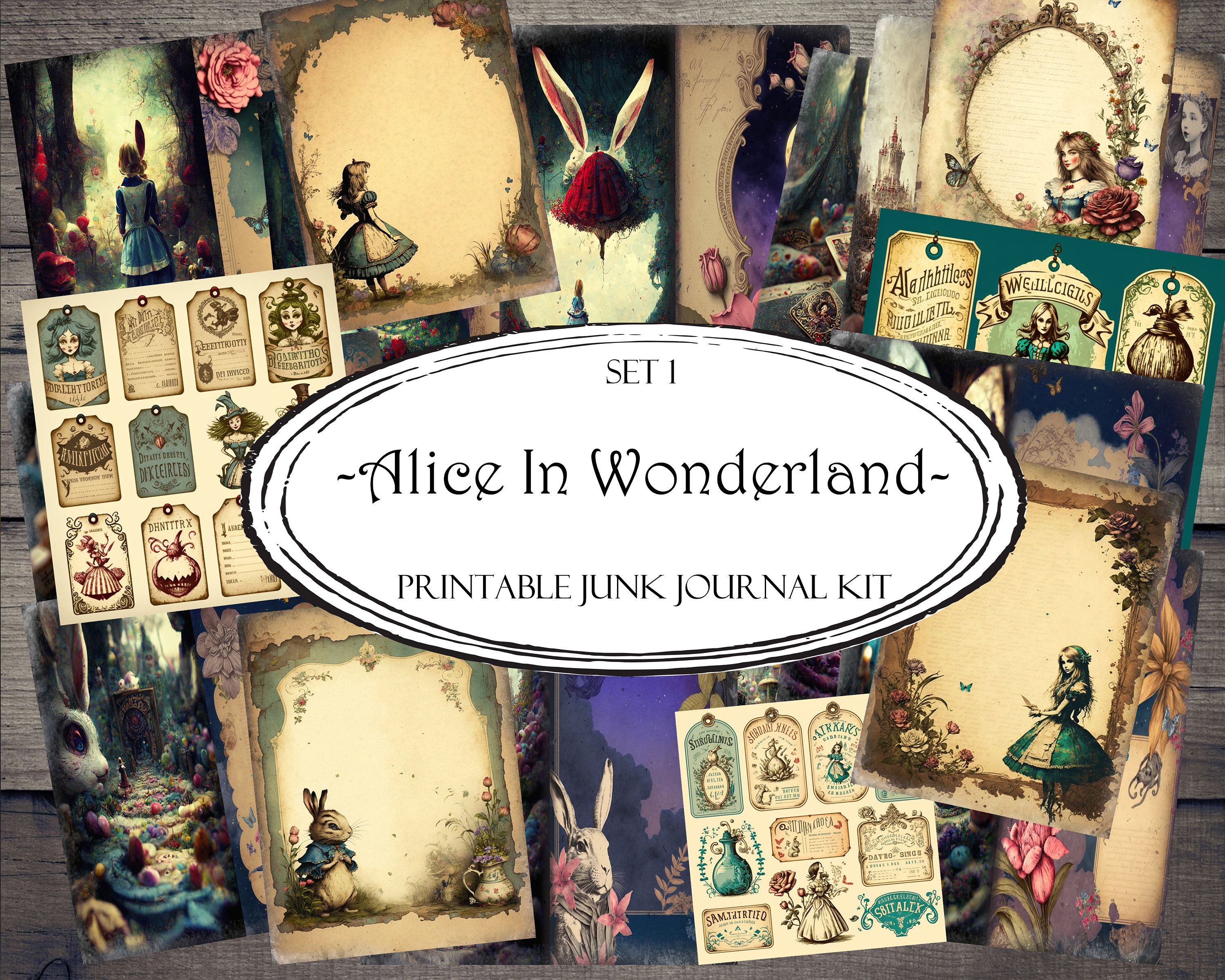 Alice in Wonderland Junk Journal Kit Junk Journal Supplies - Etsy