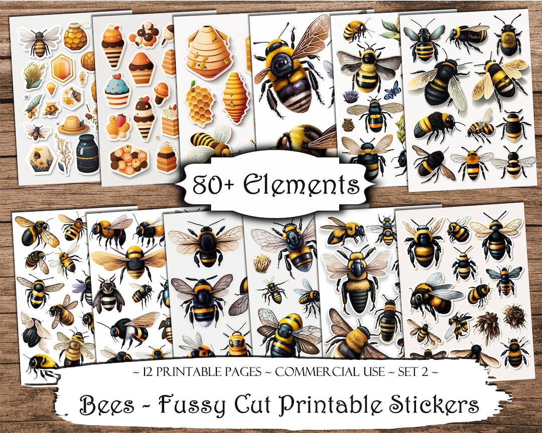 Abejas Fussy Cut Pegatinas imprimibles, Scrapbooking, Efemérides ...