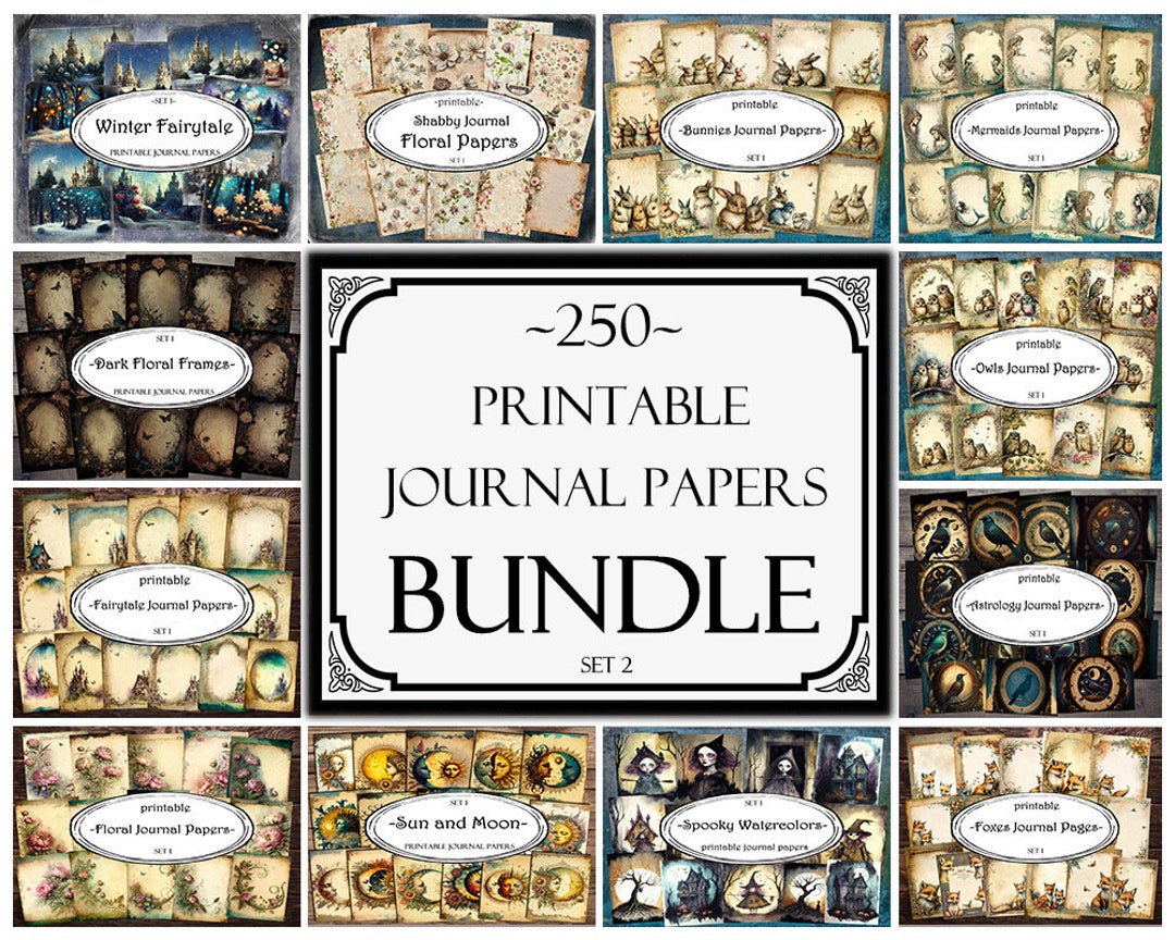 Printable Journal Papers BIG BUNDLE (2), Printable Pages, Scrapbook ...