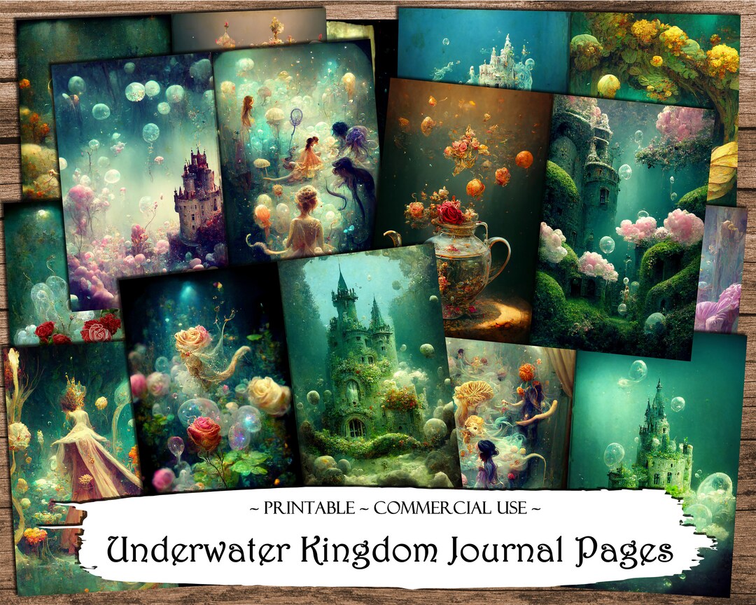 Underwater Kingdom Journal Pages: Scrapbook Ephemera Kit (digital ...