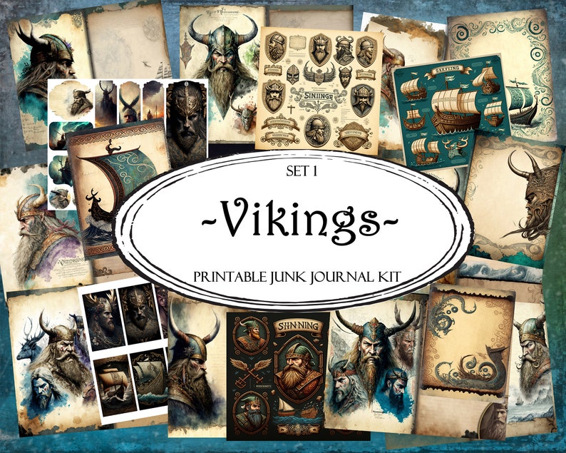 Vikings Junk Journal Kit: Printable Ephemera, ATC Cards (digital ...