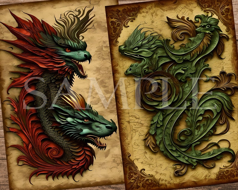 Dragon ATC Cards Junk Journal Cards Junk Journal Kit - Etsy
