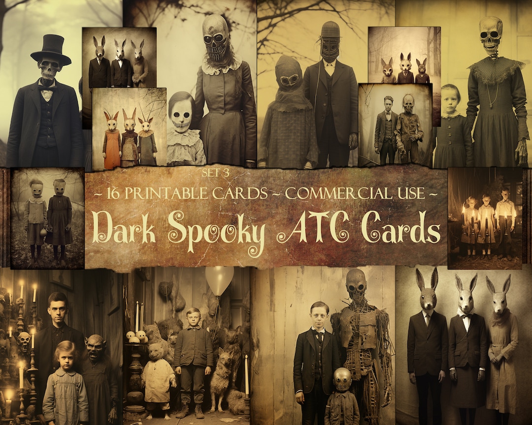 Dark Spooky Cards, Printable ATC Cards, Junk Journal Kit, Digital Paper ...