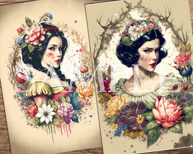 Snow White ATC Cards Junk Journal Cards Digital Paper - Etsy