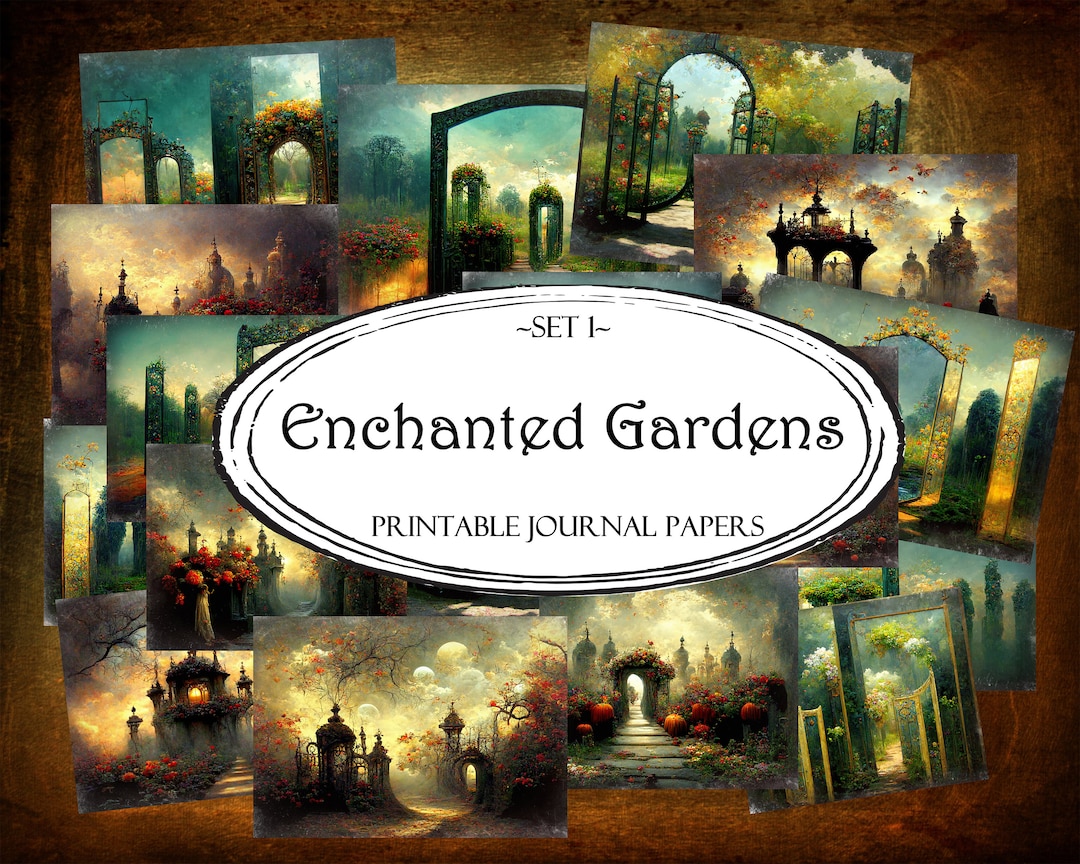 Enchanted Gardens Journal Papers, Digital Paper, Scrapbooking, Junk ...