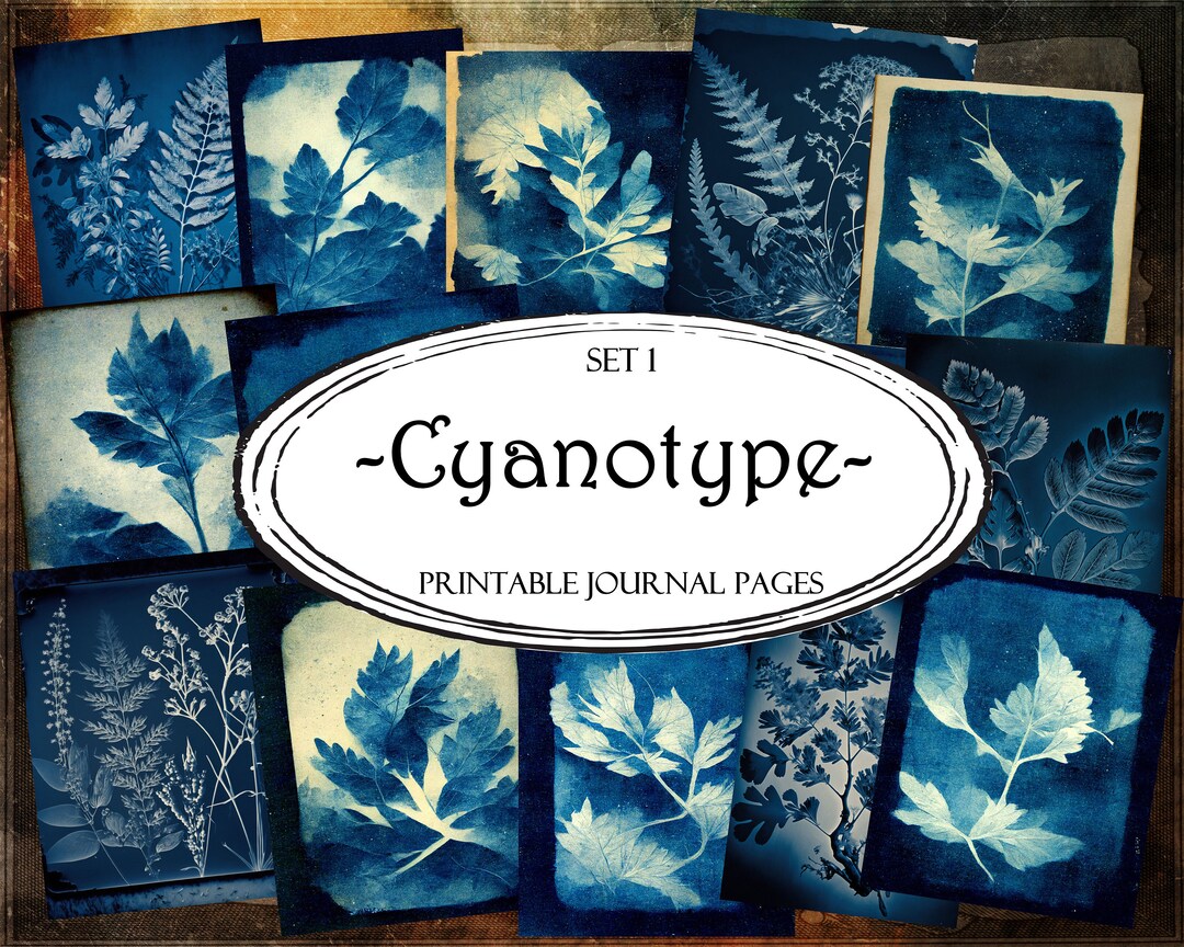 Cyanotype Printable Journal Pages, Scrapbooking Pages, Junk Journal ...