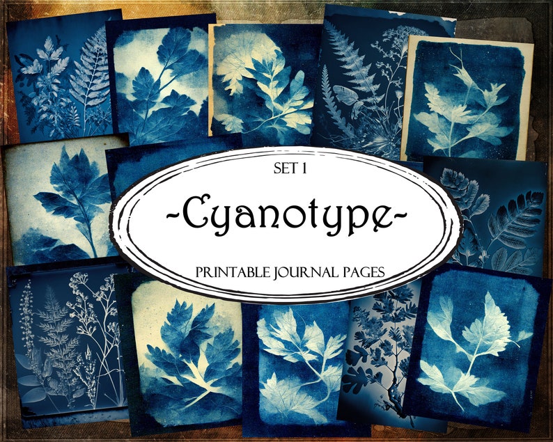 Cyanotype Printable Journal Pages Scrapbooking Pages Junk - Etsy