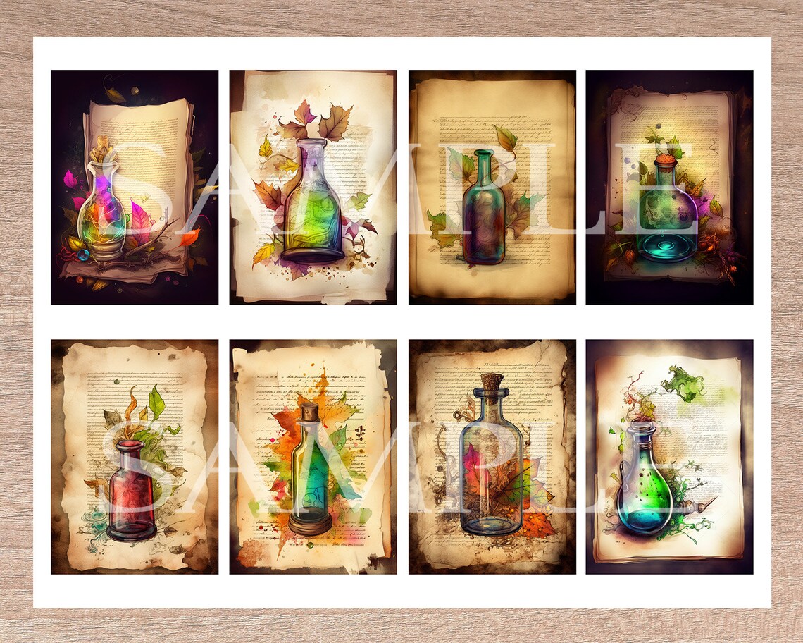 Magical Potions Printable ATC Cards: Junk Journal Ephemera (digital ...