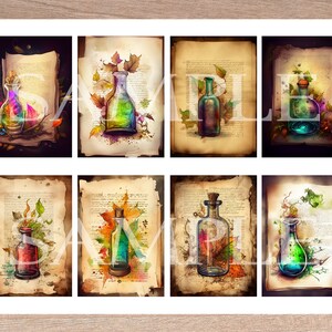 Magical Potions Printable ATC Cards, Junk Journal Cards, Digital Paper ...