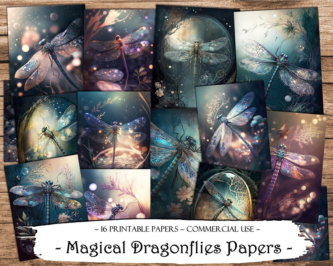 Dragonflies Journal Papers, Junk Journal Kit, Digital Papers ...