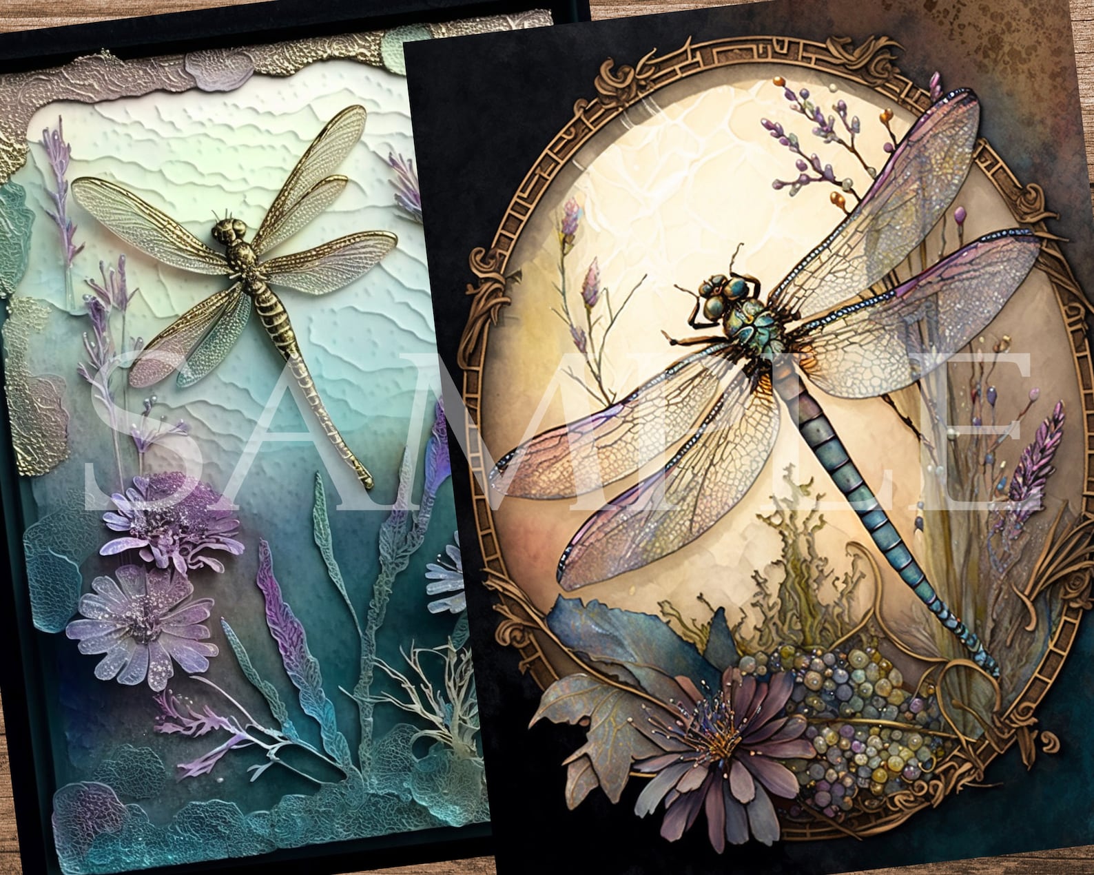 Dragonflies Printable ATC Cards, Junk Journal Cards, Digital Paper ...