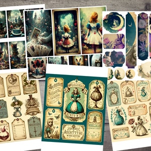Alice in Wonderland Junk Journal Kit: Printable Ephemera Pack (digital ...