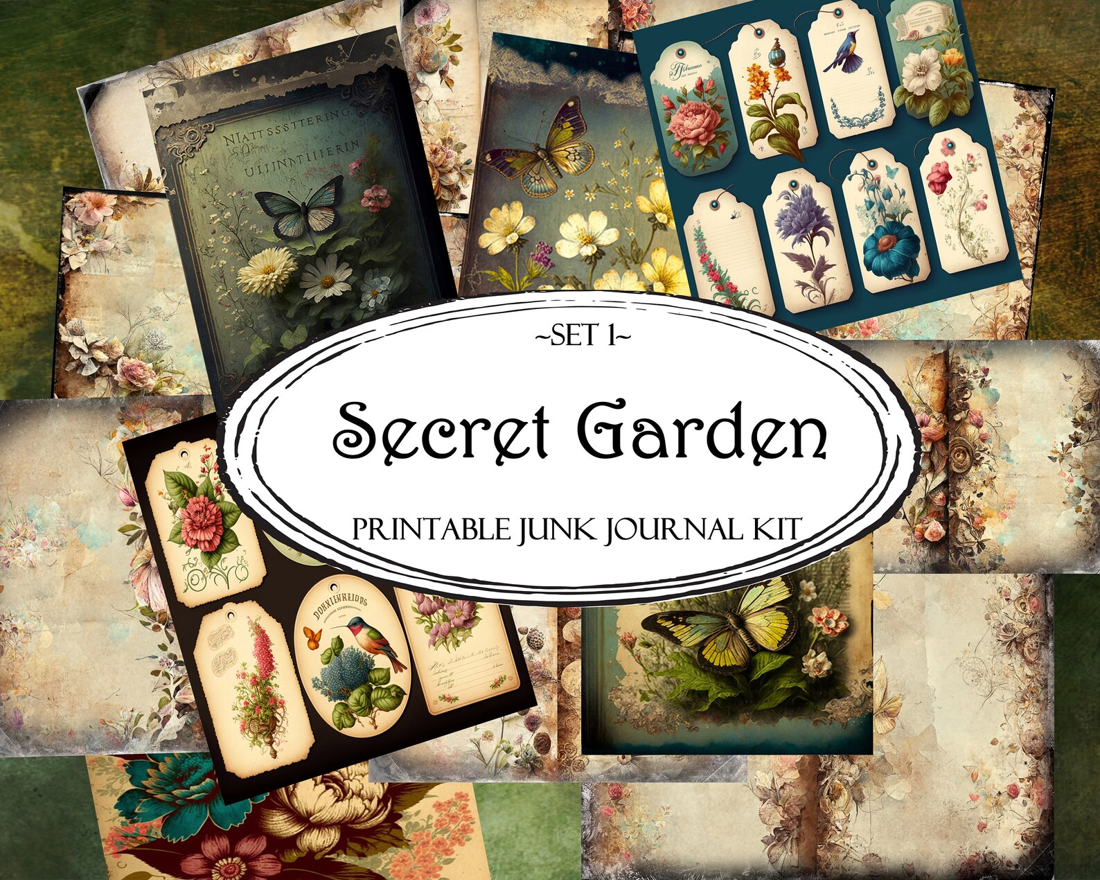 Secret Garden Junk Journal Kit: Printable Ephemera, Scrapbooking ...