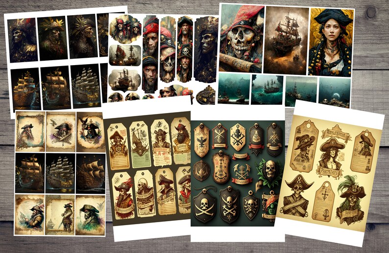 Pirates Junk Journal Kit: Printable Ephemera, ATC Cards (digital ...