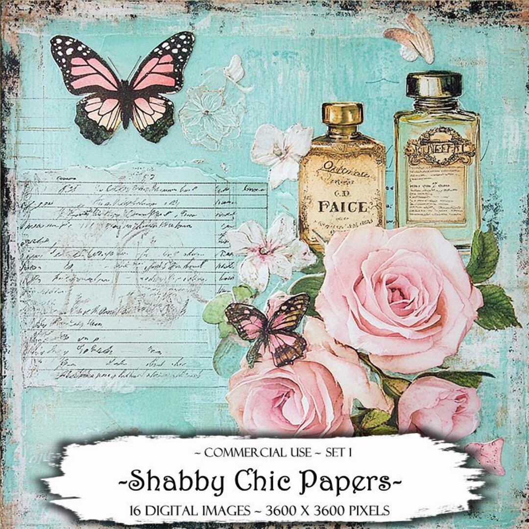 Shabby Chic Papers, Digital Papers, Printable Papers, Junk Journal Kit ...