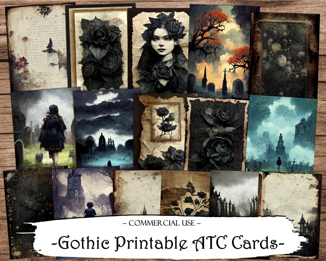 Gothic Printable ATC Cards, Junk Journal Cards, Digital Paper ...