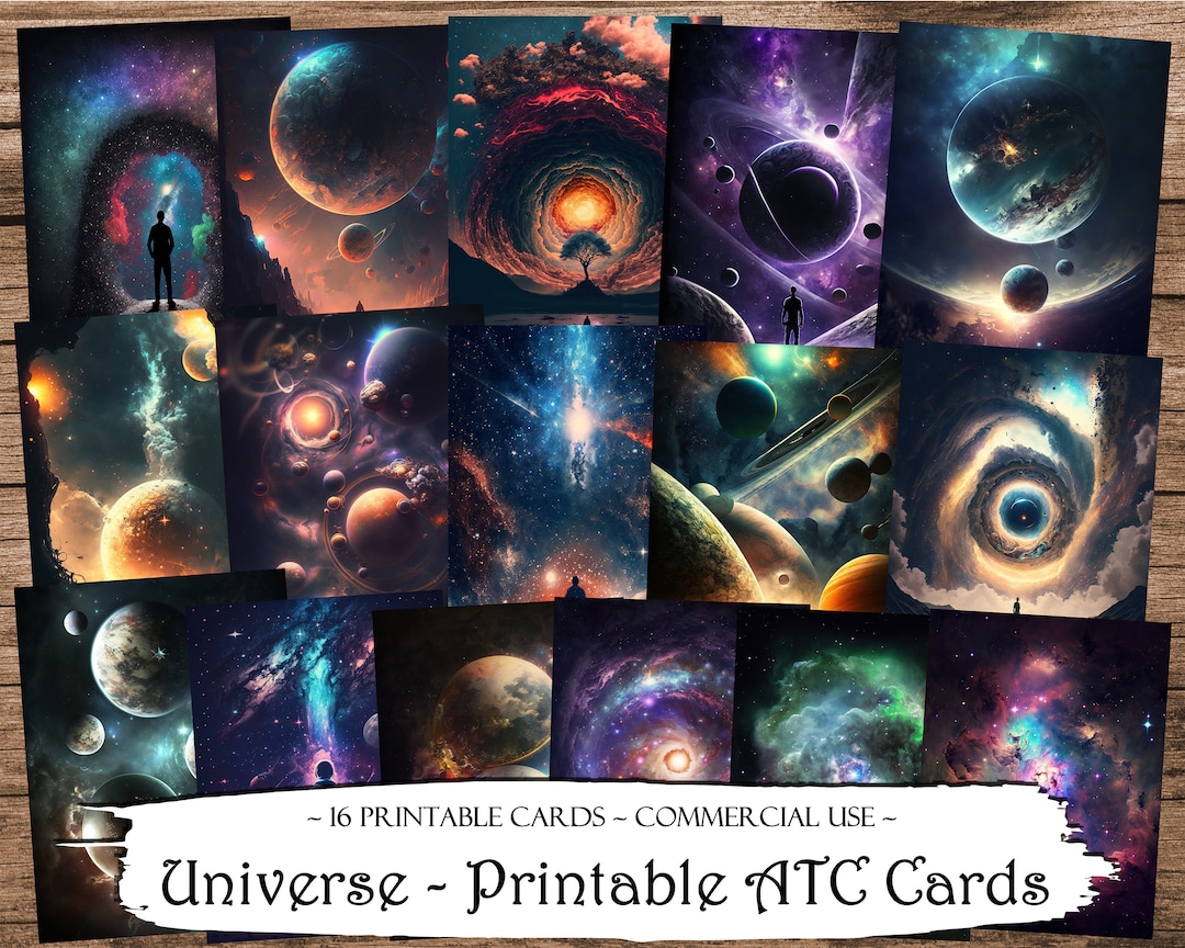Universe Printable ATC Cards, Junk Journal Cards, Digital Paper ...