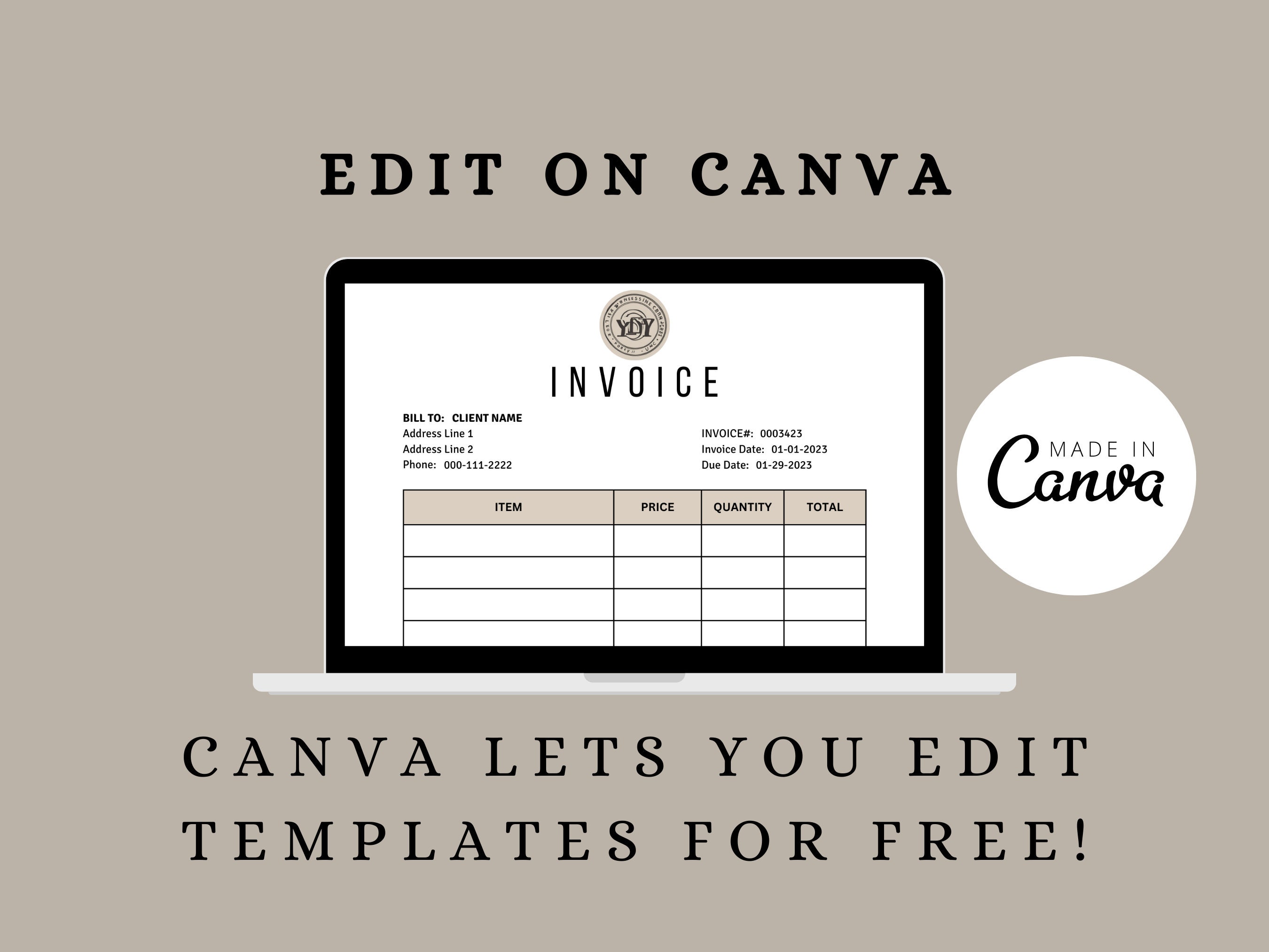 EDITABLE Invoice,customizable Invoice Template,small Business Invoice ...